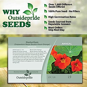 Outsidepride Tropaeolum Nasturtium Orange Climbing, Vining, Flowering, Plants for Trellis, Fences, Arbors & More - 200 Seeds