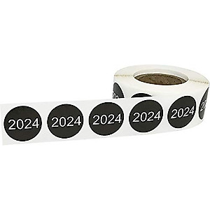 Black 2024 Circle Dot Stickers, 3/4 Inch Round, 500 Labels on a Roll