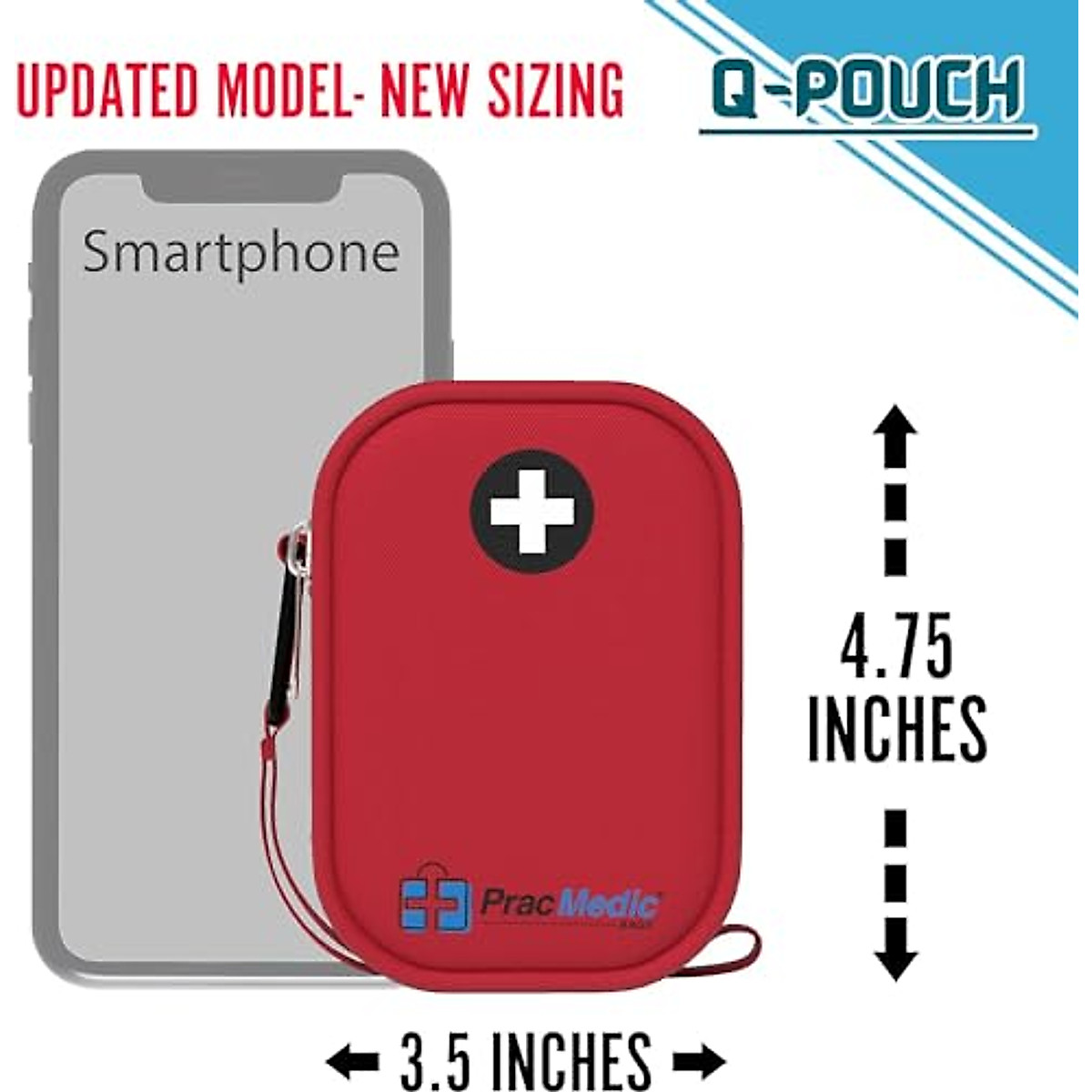PracMedic Bags Auvi Q Carrying Case- Medicine Pouch - First Aid Pouch for Asthma Inhaler Case, Pump, Kids, Purse Essentials, Seizure Meds, Nasal Spray, Syringe, Travel Medicine, Hiking (Q-Pouch Red)
