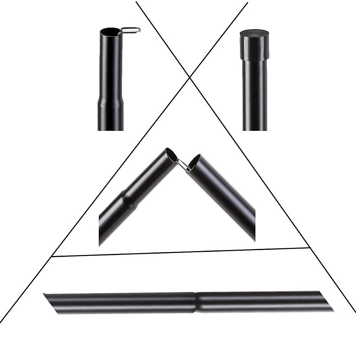 Adjustable Tarp Pole Canopy Pole Set of 2 for Shelters,Awnings,Camping Tarps (Black)