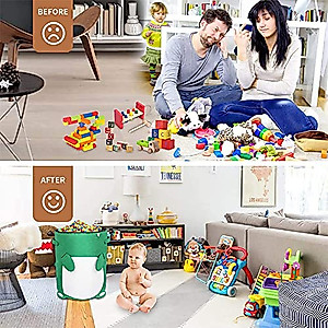 Toy Storage Basket with Lid and Play Mats, Large Toy Basket with Drawcord Foldable Children's Toy Storage Bag, Lego Toy Storage (Black)