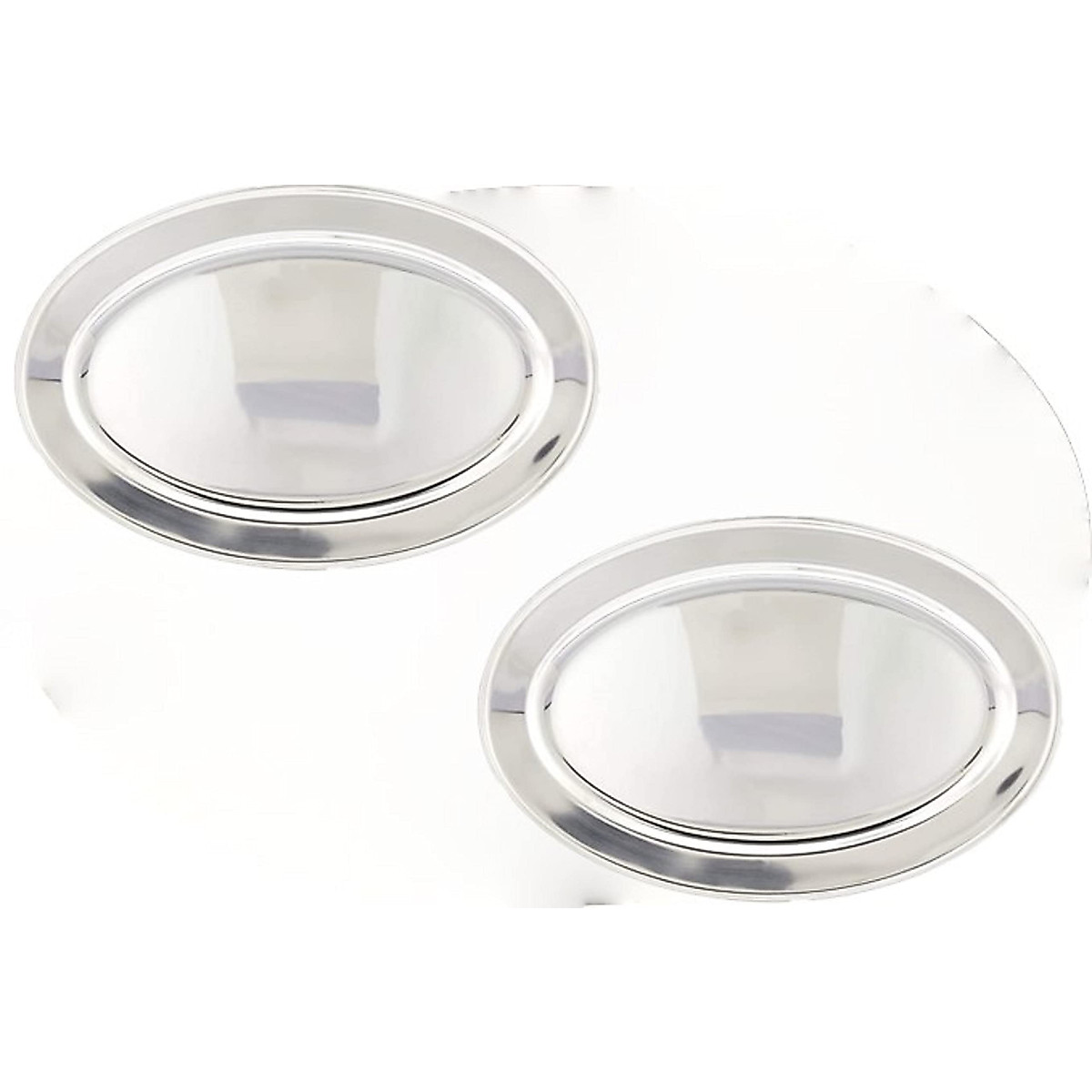 TrueCraftware Set of 2 Stainless Steel 24” Oval Platter- Serving Platters for Appetizer Snack Fruit Cup Cake Server Tray Display Serving Dishes for Entertaining