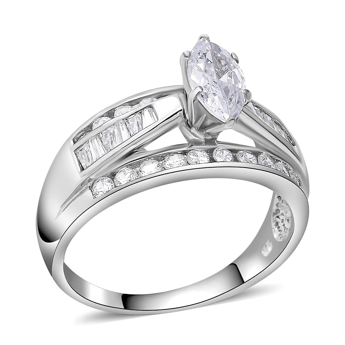 SHOP LC 925 Sterling Silver Engagement Rings Rhodium Plated Cubic Zirconia CZ Wedding Promise Rings for Her Wedding Band for Women Jewelry Ct 3.8 Size 7 Birthday Gifts for Women