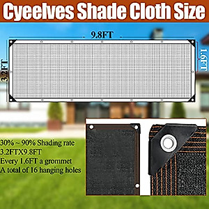 Balcony Privacy Screen, Shade Cloth with Grommet 10X3.4ft Mesh Shade Net Decorative Fence Garden Decor Cover, Privacy Screen Balcony Shield for Patio Porch Deck Backyard Outdoor Black Sun Shade Cloth