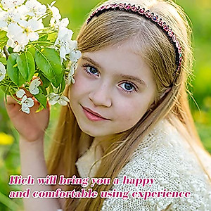 Syhood 8 Pieces Rhinestone Teeth Comb Headbands, Non-Slip Hair Band Hair Accessories for Women Girl, 2 Styles - Flower, Wave, Headband, Multicolor, Plastic