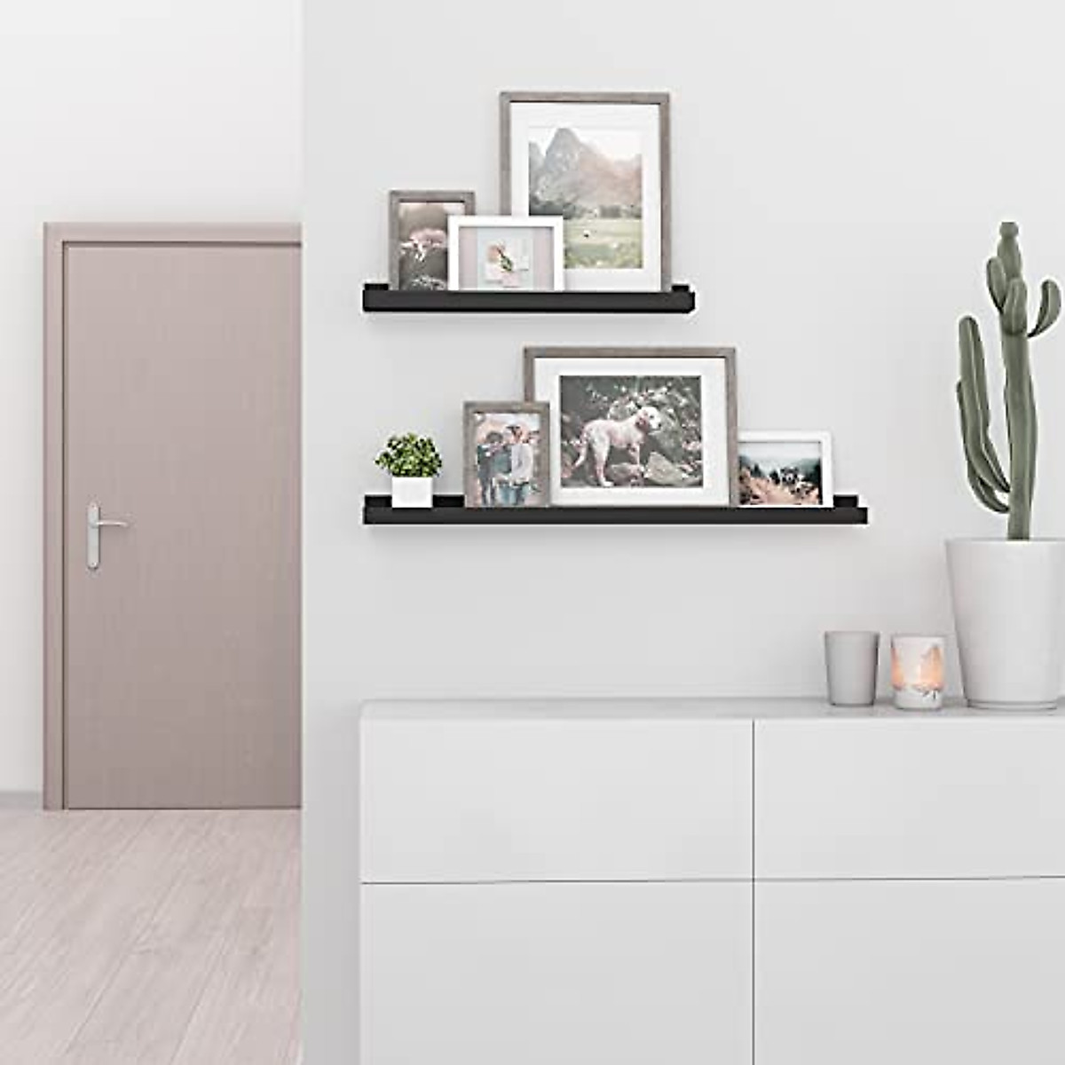 Ballucci Floating Wall Shelf, 35" Wall Mounted Long Picture Ledge Wood Shelf for Nursery, Living Room, Bedroom, Kitchen - Black