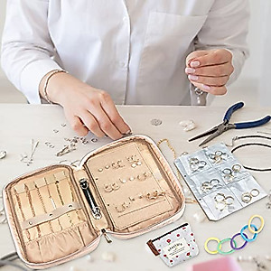 WimuPath Jewelry Travel Organizer Case, Transparent Jewelry Storage Book Ring Binder with Clear Pockets, Zippered Booklet Pouch Bag for Necklaces, Earrings, Rings, Bracelets Accesorries -Pink