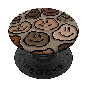 trippy liquid swirl dripping art aesthetic beige smile face PopSockets Standard PopGrip