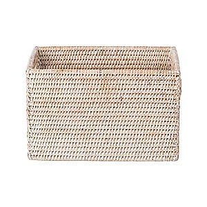 KOUBOO La Jolla Rattan Shelf Handles, Small, White-Wash Storage Basket