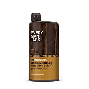 Every Man Jack 2-in-1 Daily Shampoo + Conditioner - Amber + Sandalwood | Nourishing For All Hair Types, Naturally Derived, Cruelty-Free Shampoo and Conditioner Set for Men | 24oz -1 Bottle