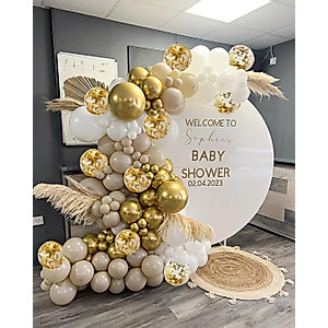 134pcs White Sand and Gold Balloons Arch Garland Kit, 18/12/10/5inch White Gold Balloons for Baby&Bridal Shower, Birthday Party, Wedding, Grad, Anniversary Party