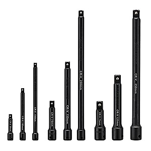 Mayouko 1/4",3/8",1/2" Drive Extension Bar Set, CR-V, 9 Pieces Socket Extension Bars for Narrow and Deep Areas