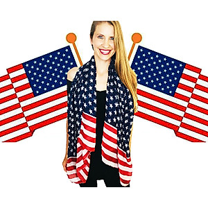 Shimmer Anna Shine USA American Flag Patriotic Scarf (Red White and Blue)