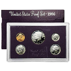 1986 S Proof Set 5 Coin Set OGP Original Government Proof