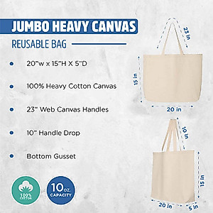 shop4ever Custom Personalized Teacher Teach Love Inspire Rainbow Jumbo Heavy Canvas Tote Reusable Shopping Bag 10 oz Natural 1 Pack