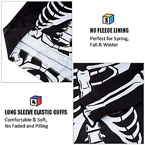 AIDEAONE Kids Boys Girls Hoodies Cool Black Skeleton Halloween Sweatshirts Fashion Novelty Hoodies Size L