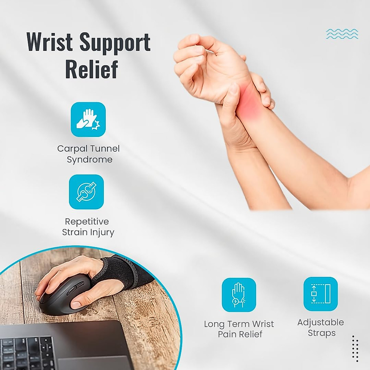 Hotcakes Wrist Supports (2PCS) for Carpal Tunnel Syndrome, Arthritis and Tendonitis – Breathable Hand and Wrist Brace Provides Wrist Splint for Joint Pain