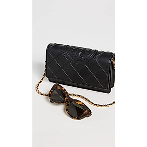 Tory Burch Women's Fleming Soft Chain Wallet, Black, One Size