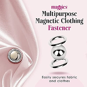 Maggie Snaps, Magnetic Snap Buttons, Reusable Magnetic Balls for Fastening Fabrics, Patented Round Magnets, Alternative to Tie Clips and Safety Pin, with Ring Fasteners, Pack of 4 - My Maggies