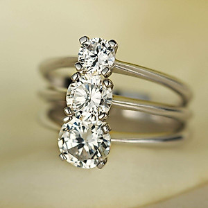 FANCIME 14k Solid White Gold 4 Prong Solitaire Brilliance Round Moissanite Simulated Diamond Engagement Wedding Ring Band For Women (1.0ct, D-E Color, VVS Clarity,) Size 8