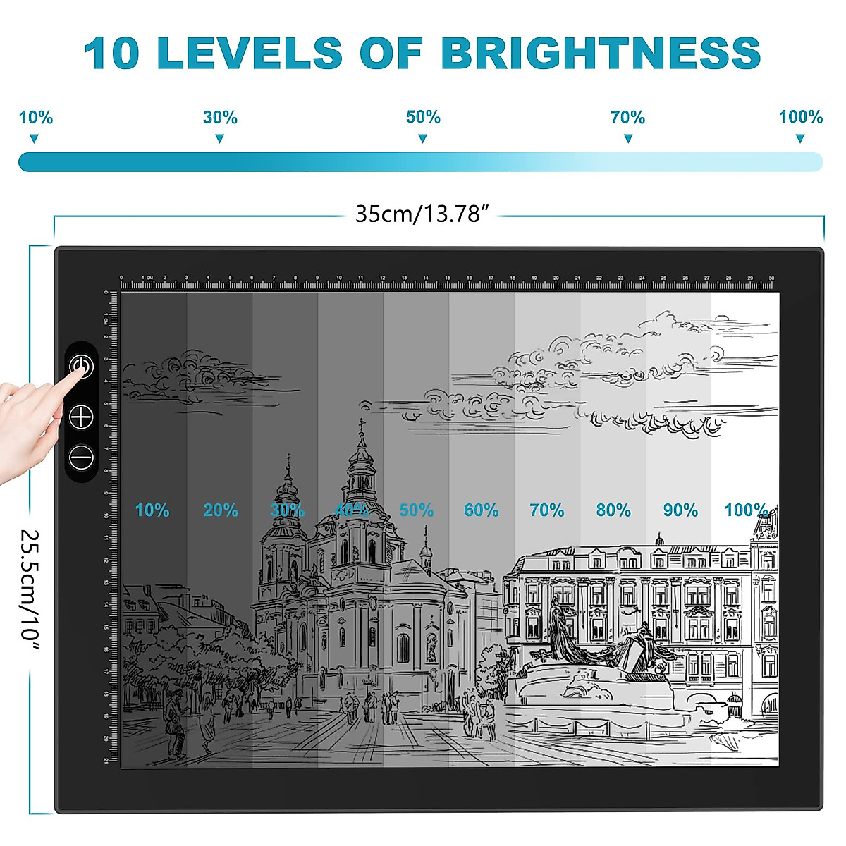 Portable Rechargeable A4 Light Box for Tracing, Ultra-Thin Led Light Pad Adjustable Light Board for Weeding Vinyl, Drawing, Tattoo, Sketching, Animation, Diamond Drawing, Watercolor Drawing