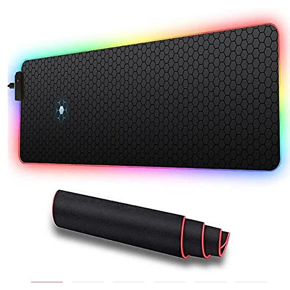 Hexagon Texture Gaming Mouse Pad Gamer Computer RGB Backlit Large XXL for Desk Keyboard Led Mice Mat L(27.5x15.7 Inch)