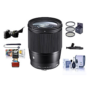 Sigma 16mm f/1.4 DC DN Contemporary Lens for Sony E - Bundle with Free Accessories & Mac Software Suite