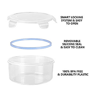 Food Storage Containers 8 PCS, Reusable Plastic Food Containers With Lids Airtight, BPA Free & 100% Leak-Proof, Microwave & Freezer and Dishwasher Safe, 8.2-50.75Oz