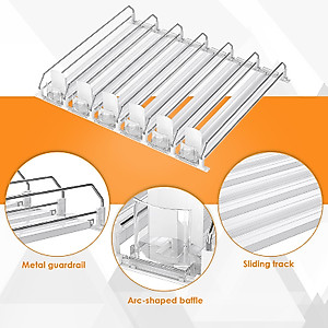 Minicloss Drink Organizer for Fridge,Fridge Organization,Soda Can Organizer,Spring Loaded Beverage Storage (6 Row, White)