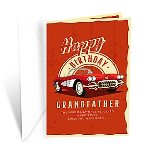 Prime Greetings Birthday Card For Grandpa (Grandfather), Made in America, Eco-Friendly, Thick Card Stock with Premium Envelope 5in x 7.75in, Packaged in Protective Mailer