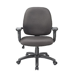 OFFICE FACTOR, Black Task Office Chair, Swivel Adjustable Arms Rest, Lumbar Support, Durable, Commercial Grade Fabric, 250 LBS Weight Capacity