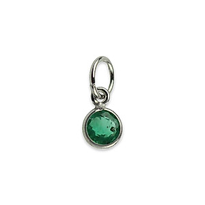 Natural Emerald Charm 3.81mm Round Handmade In 14k White Gold