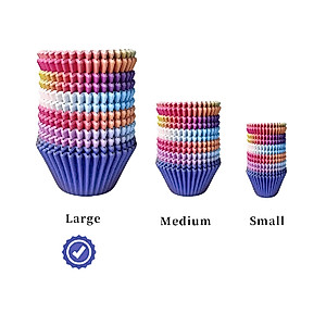 qiqee Jumbo Cupcake Liners 300PCS Gradient Cupcake Cups 6 Designs Cupcake Papers Baking Cups Cupcake Wrappers (Large Size)