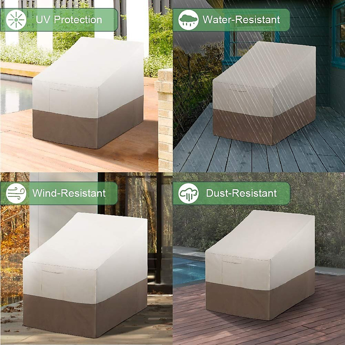 PHI VILLA Patio Chair Covers Set of 2, Outdoor Furniture Cover Waterproof & Heavy Duty Deep Seating Lounge Chair Cover for Deck Lawn Garden, Medium, W31 x D38 x H31