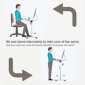 KOUPA Adjustable Height Standing Desk, Writable Tempered Glass Desktop with Eraser, 360° Flip, Wheels – Ideal for Small Spaces and Home Offices, 24 in, White(Adjustable Height: 32-47 in)