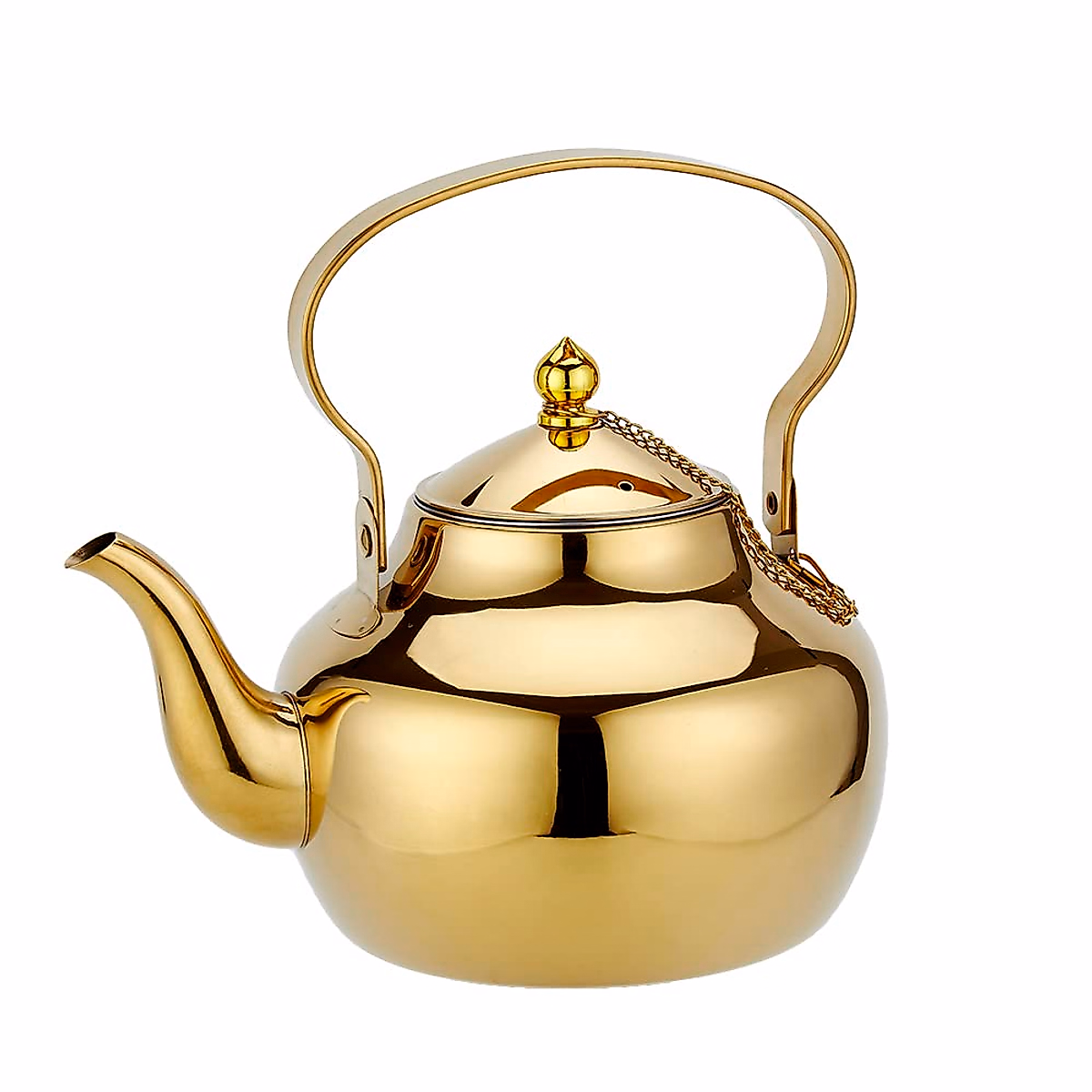 2000ml Gooseneck Teapot with Removable Infuser, 2.1qt Hot Water Kettle Boiling Water Pot, Stainless Steel Tea Kettle, Stovetop Safe Teapot Coffee Kettle for Coffee Blooming, Loose Tea, Gold