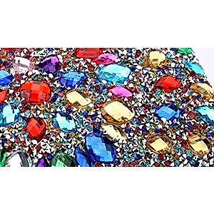 Rhinestone Women Evening Clutch Pearl Purse Multicolor Crystal wedding ball Handbags Chain bag (Gold Mmulti Color Clutch)