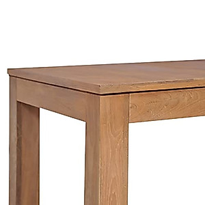 vidaXL Solid Teak Wood Dining Table Natural Finish Sleek Rustic Home Kitchen Restaurant Dinner Meal Table 47.2"