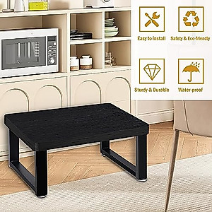OUTBROS Step Stool for Adults, 7.3'' Tall Bedside Steping Stool Hold Up to 350 lb, One Step Foot Stool for Kitchen, Bedroom, Living Room, Bathroom, Black