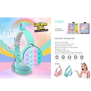 Rainbow Pop-On-It Bluetooth Headphones, Fidget Bluetooth Head-Mounted Stereo Headset, Wireless Headphones Noise Cancelling Headphones Over-Ear Headphones Gaming Headset for Kids Teens (blue)