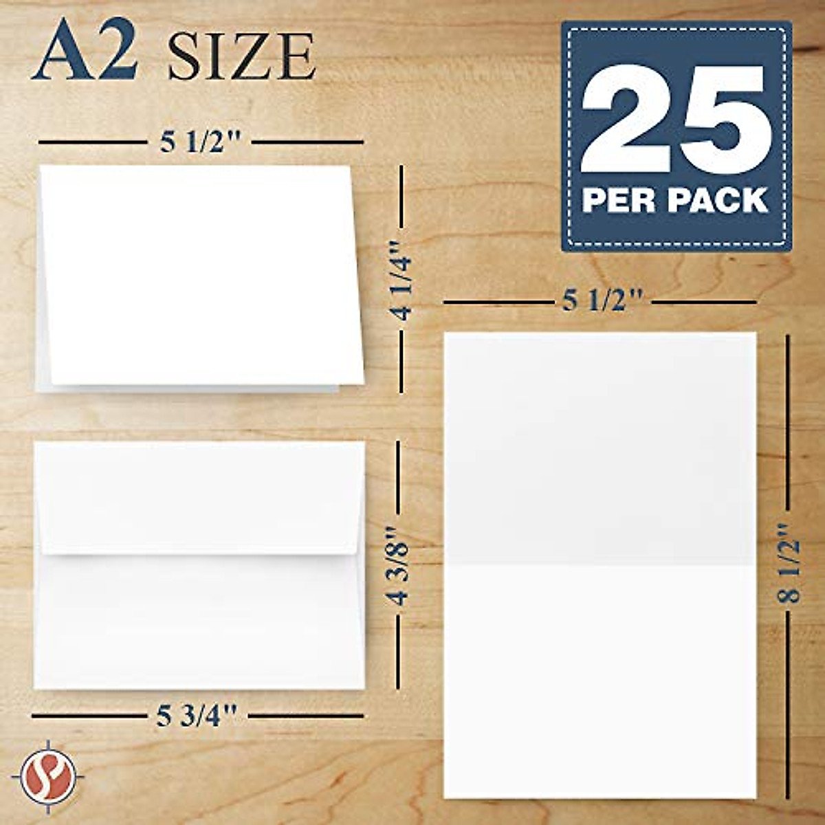 Greeting Cards Set – 4.25 x 5.5 Blank White Cardstock and A2 Envelopes Perfect for Business, Invitations, Bridal Shower, Birthday, Interoffice, Invitation Letter, Weddings and All Occasion – Set of 25