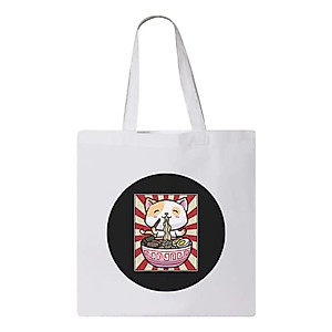 JAPANESE CAT RAMEN BOWL ANIME DESIGN, Reusable Tote Bag, Lightweight Grocery Shopping Cloth Bag, 13” x 14” with 20” Handles