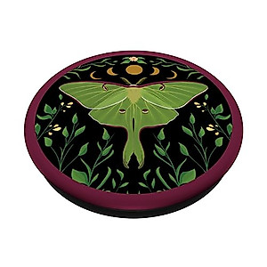 Aesthetic Luna Moth Witchy Floral Moon Phases Moon Moths PopSockets Standard PopGrip