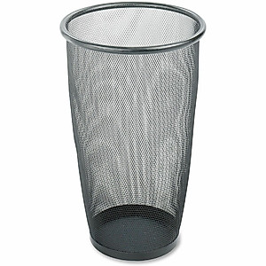 Safco Products Onyx Mesh Large Round Wastebasket, 9 Gallon, Black, 9718BL
