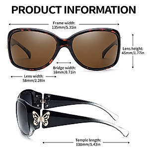 LVIOE 2 Pack Polarized Sunglasses for Women Trendy Oversized Wraparound Glasses Butterfly Decoration UV400 Protection LS2301
