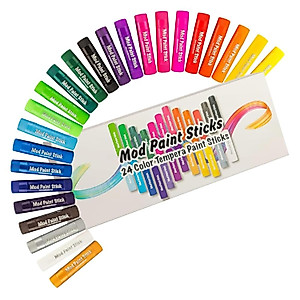Mod Paint Sticks — Tempera Quick Dry Washable Paint Markers 24 Colors No Mess Non-Toxic Art Supplies, Toddlers Teens and Kids Paint for Creative Crafts, No Brush or Water Needed