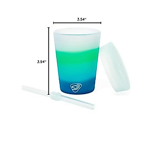 Silipint: Silicone Kids 8oz Straw Tumblers: 2 Pack - Moon Beam & Mountain Air -Unbreakable Cups, Sustainable, Airtight Lid, Flexible