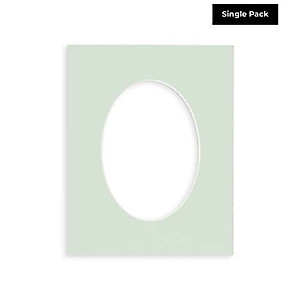 7x10 Mat Bevel Cut for 5.5x8.5 Photos - Precut Honeydew Green Oval Shaped Photo Mat Board Opening - Acid Free Matte to Protect Your Pictures - Bevel Cut for Family Photos, Pack of 1 Matboard Show Kit