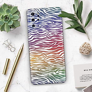 DesignSkinz Colorful Vector Zebra Animal Print Protective Vinyl Decal Wrap Skin Cover Compatible with The Samsung Galaxy S20 (Screen Trim & Back Glass Skin)