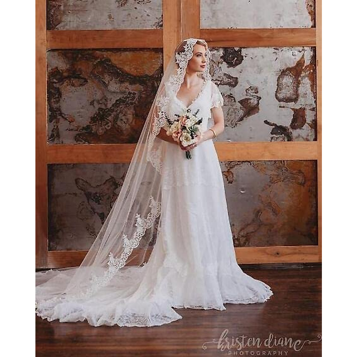 Babyonline Lace Edge Cathedral Length Wedding Bridal Veil,White